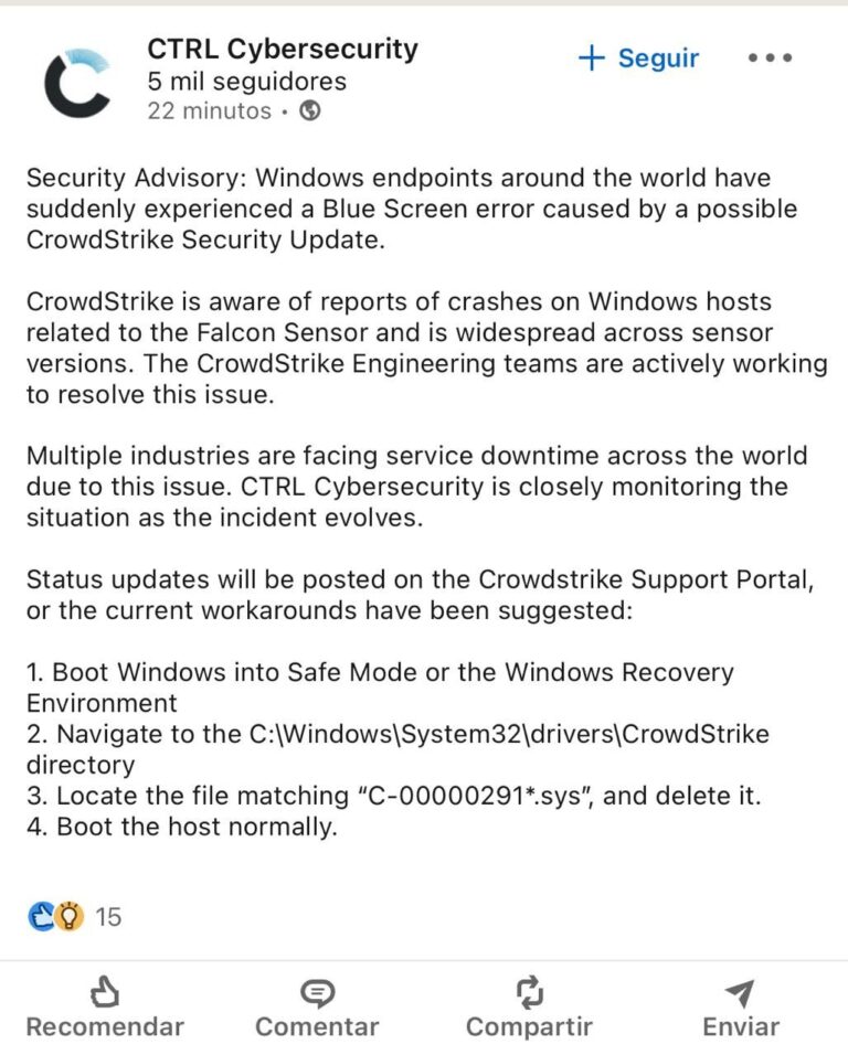 Crowdstrike: Falla masiva causa pantalla azul en los Windows a nivel ...